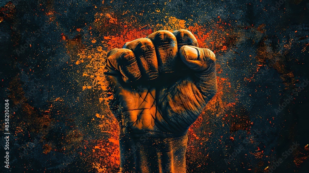 Ilustración de Stock Black Lives Matter movement uses raised fist ...