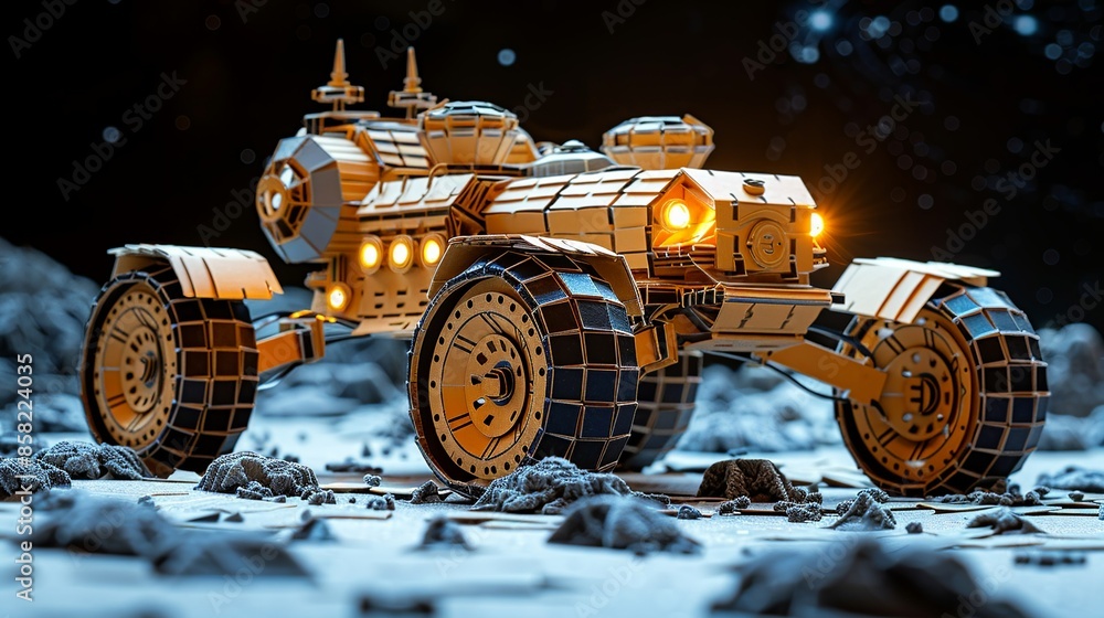 Paper craft lunar rover exploring the surface of the moon, ideal for ...