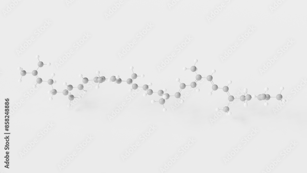 lycopene molecule 3d, molecular structure, ball and stick model ...