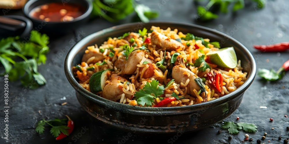Traditional handi with chicken dum biryani a classic Indian dish ...