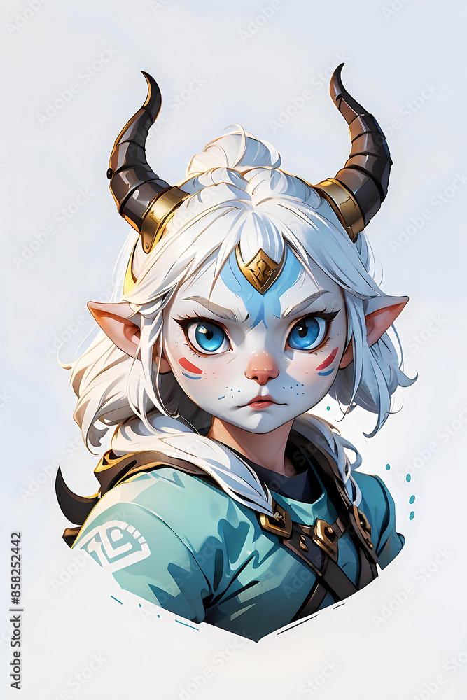 Mystical Warrior Cat Portrait. An ethereal cat character with blue eyes ...