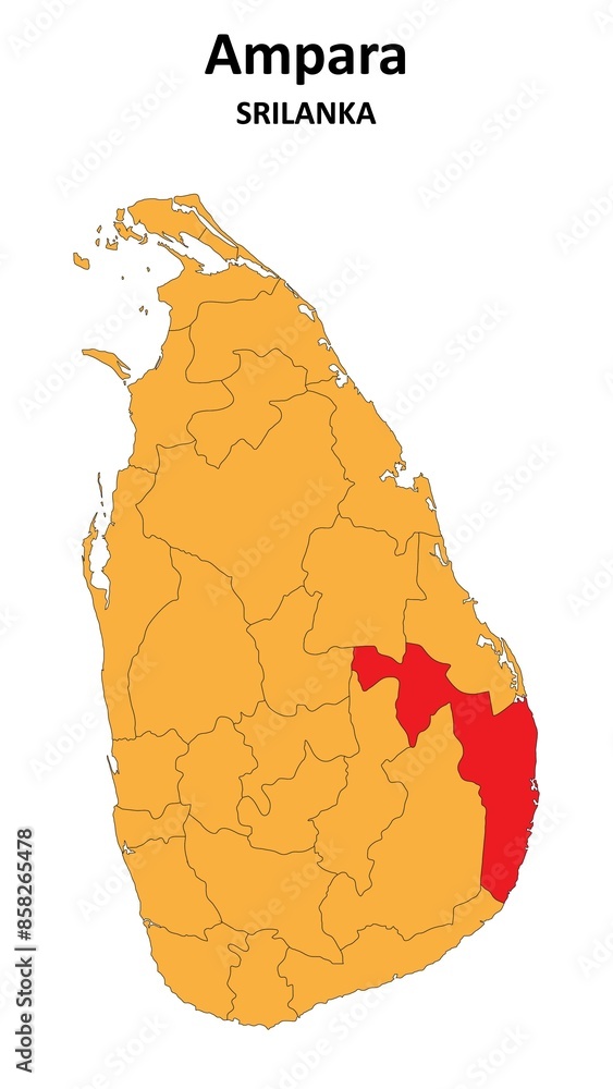 Stock-Illustration „Ampara Map is highlighted on the Srilanka map with ...