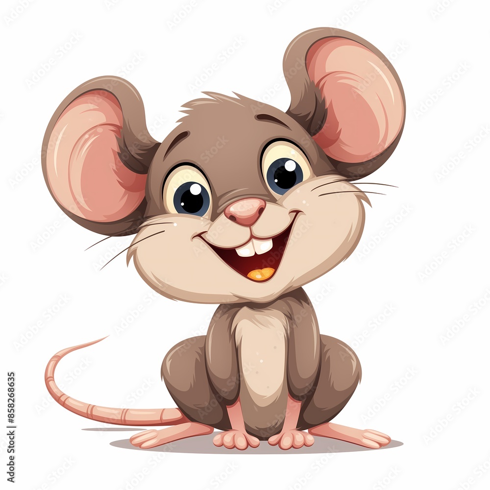 2d cartoon character clipart drawing of a mouse on an isolated white ...