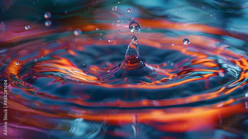 A microscopic view of a liquid droplet, showcasing the molecular ...