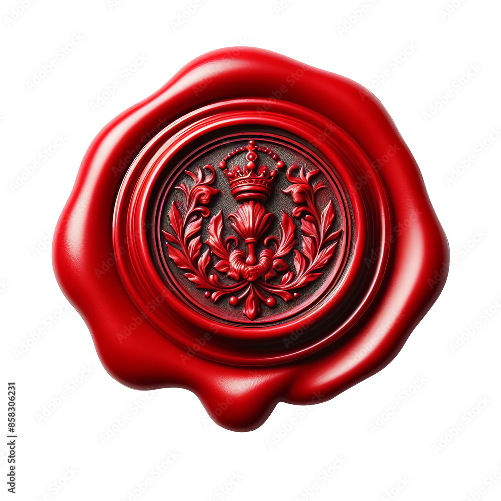 Postage red wax seal scroll stamp sign with royal sign isolated on ...