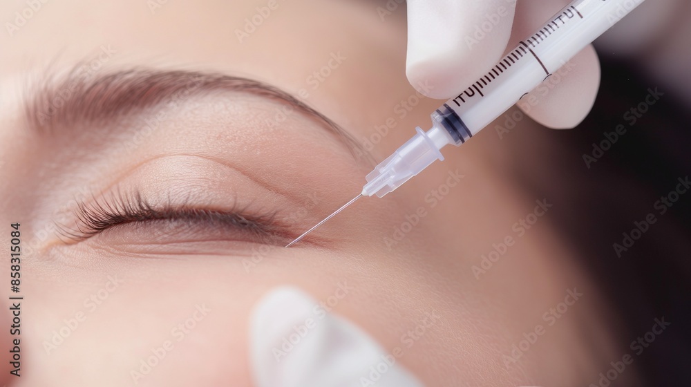 Botox injections, neurotoxin botulinum into the skin, Young women ...