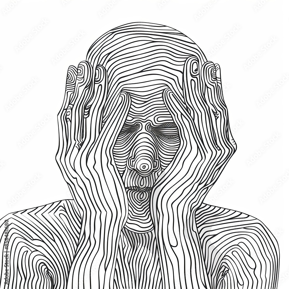 Man thinks about a problem. Time for reflection. Despair, depression, hopelessness or addiction ...