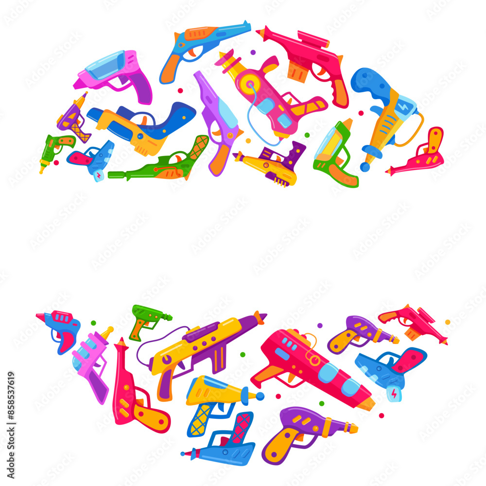 Round frame space blaster guns.Laser handguns weapon.Blaster kid toy ...