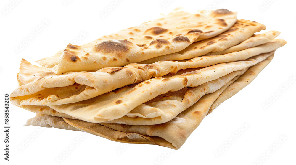 Freshly Baked Lavash Bread Stack on Transparent Background for Rustic ...