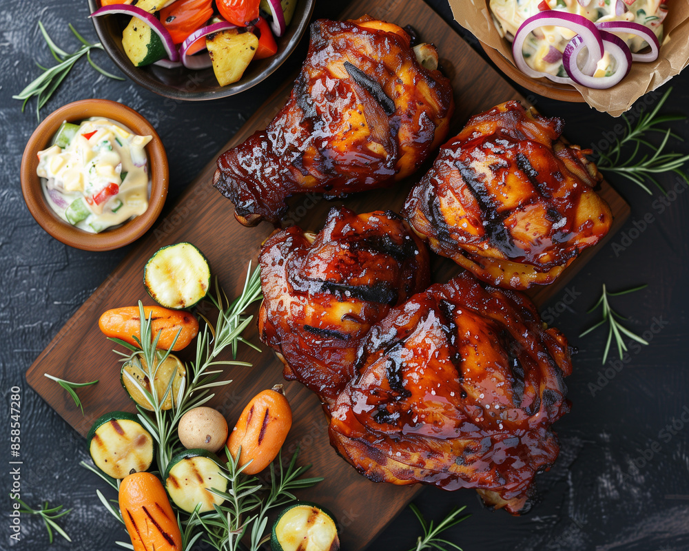 texas bbq chicken thighs grilled to perfection with crispy skin, served ...