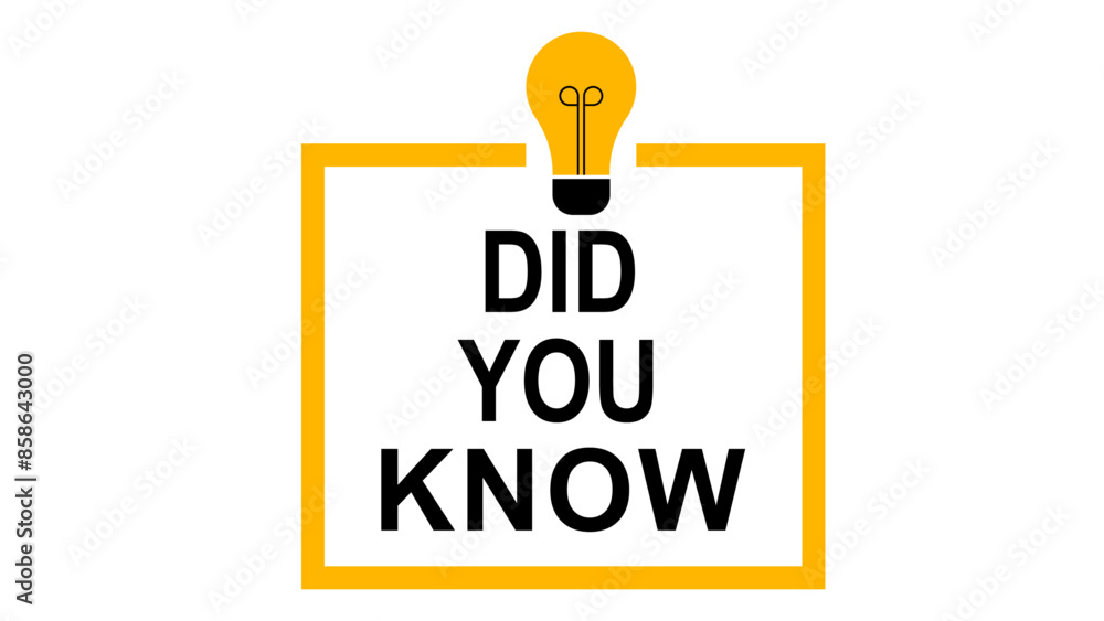 Did You Know Label, Banner Design with Idea Light Bulb and Question ...