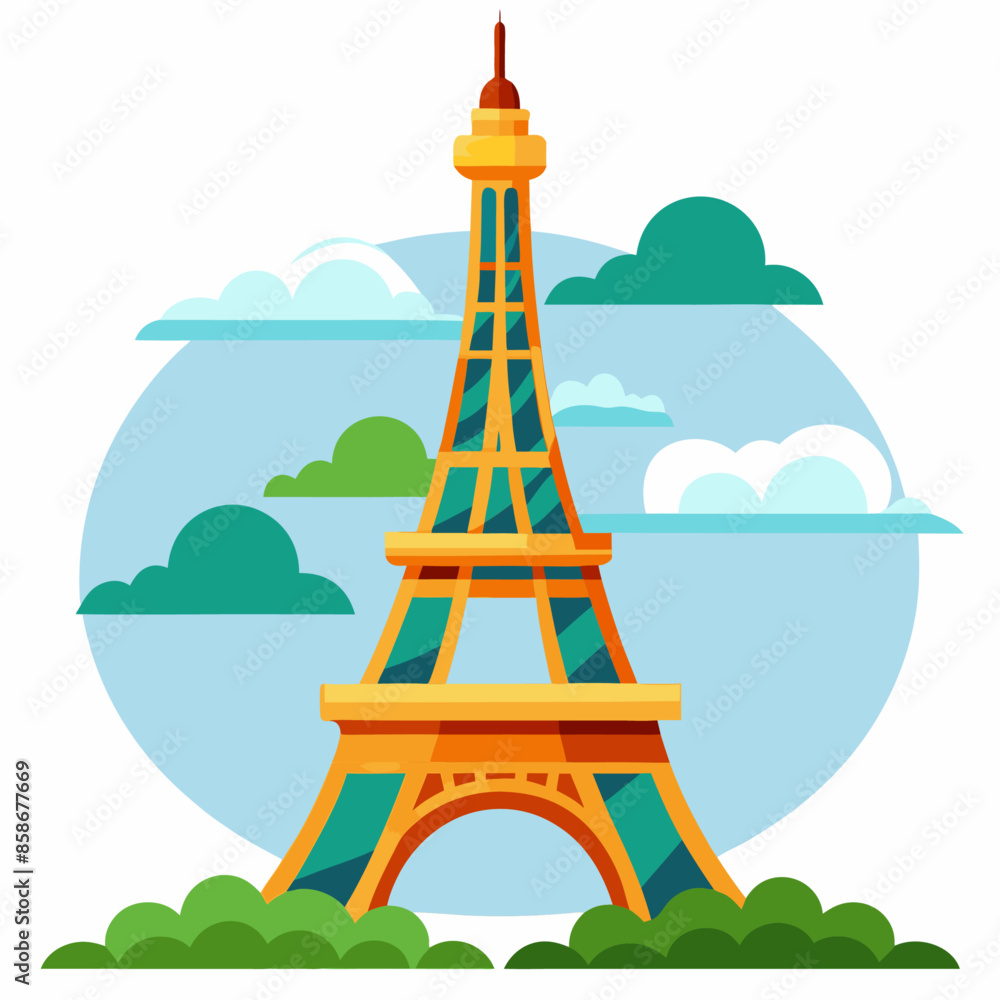 Eiffel Tower clipart cartoon Illustration drawing Stock Vector | Adobe ...