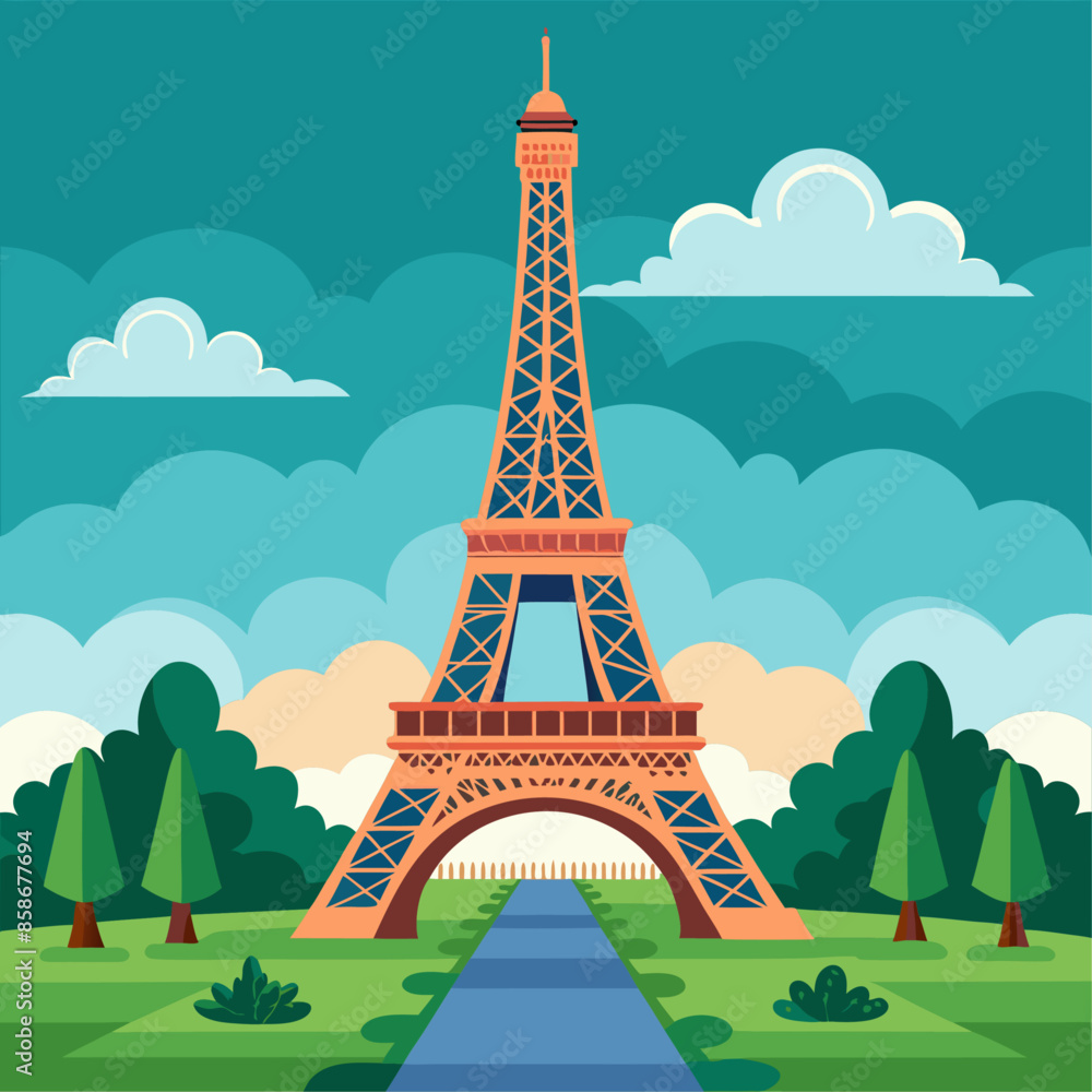 Eiffel Tower clipart cartoon Illustration drawing 素材庫向量圖 | Adobe Stock