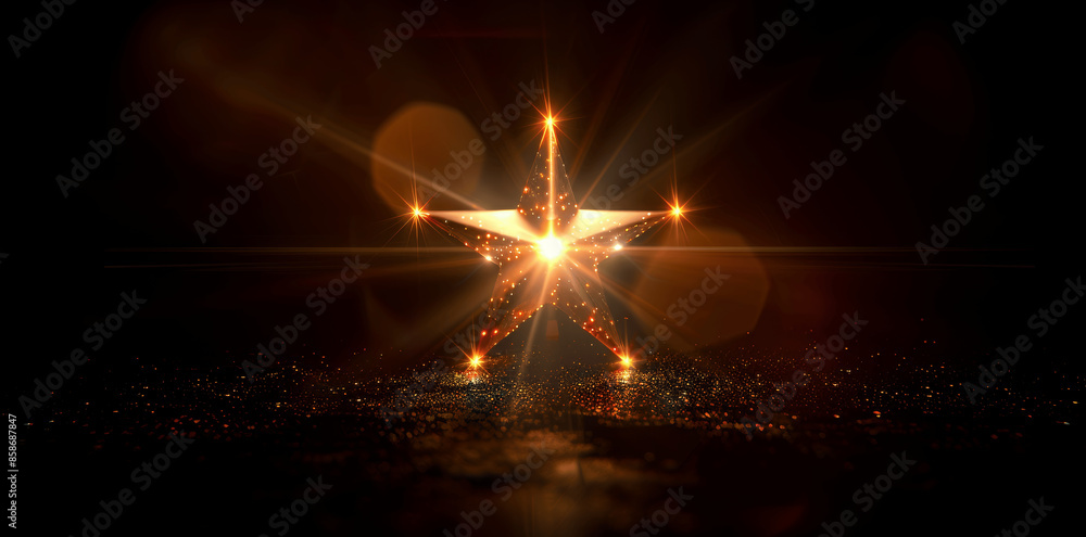 Stock-Illustration „Glowing Light Star Lens Flare Effect Black ...