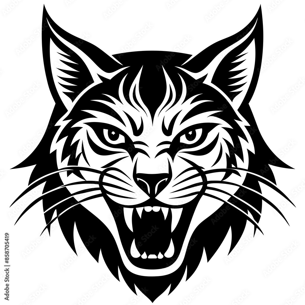 bobcat angry head top view, silhouette vector Stock Vector | Adobe Stock