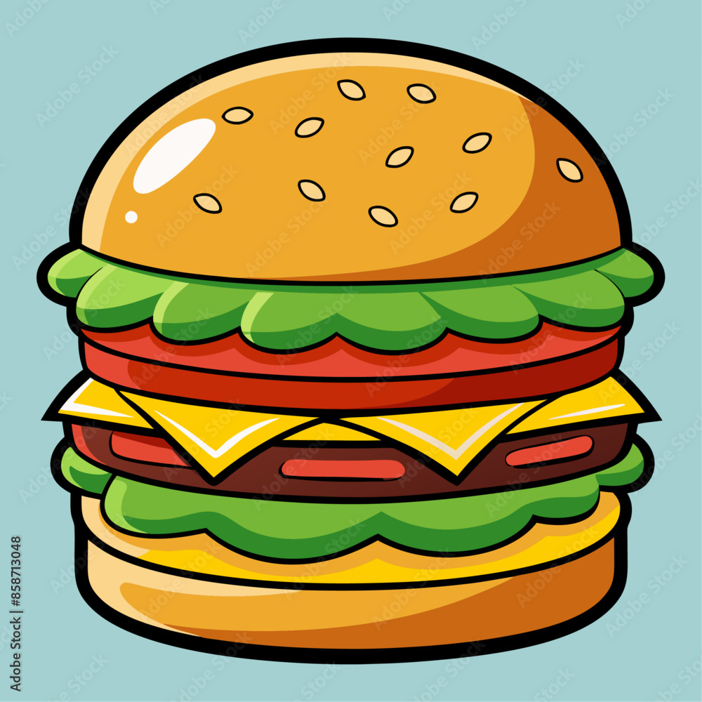 Burger clipart cartoon Illustration drawing Stock Vector | Adobe Stock
