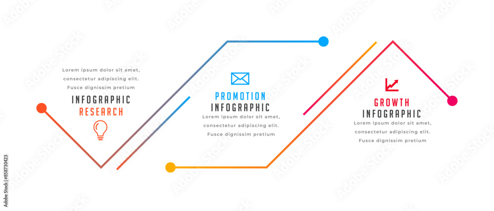 3 steps infographic timeline chart banner for modern presentation Stock ...
