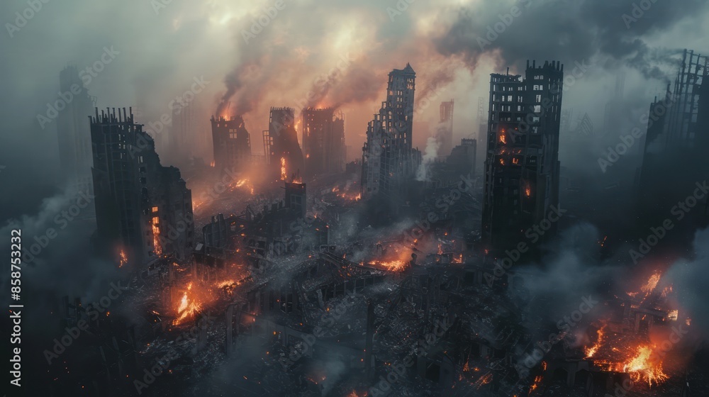 Foto de Stock Desolate Wasteland: The Aftermath of an Abandoned City ...