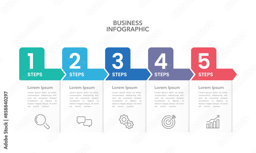 5 steps or options infographic labels and arrows design template to ...