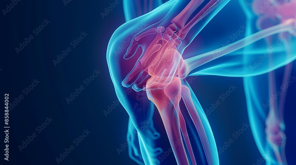 Detailed X-ray Scan of Knee Joint Anatomy and Skeletal Structure Stock ...