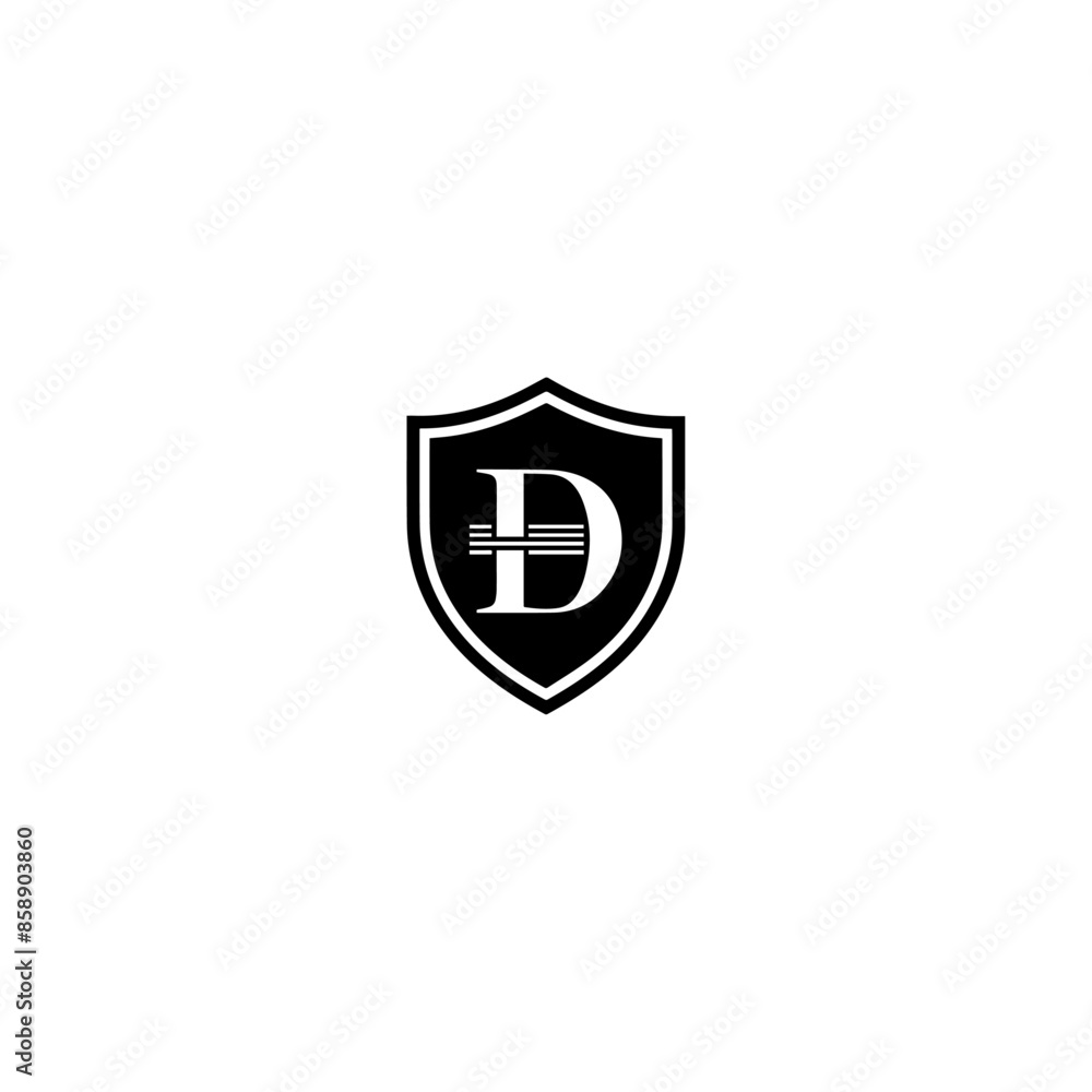 D monogram logo , shield, icon, symbol, security, protection, sign ...