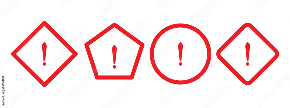 Red and White Round Circle Octagonal and Triangular Warning or ...