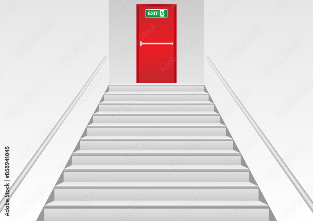 Emergency Exit Stair. Fire Exit Stair. Vector Illustration. Stock ...