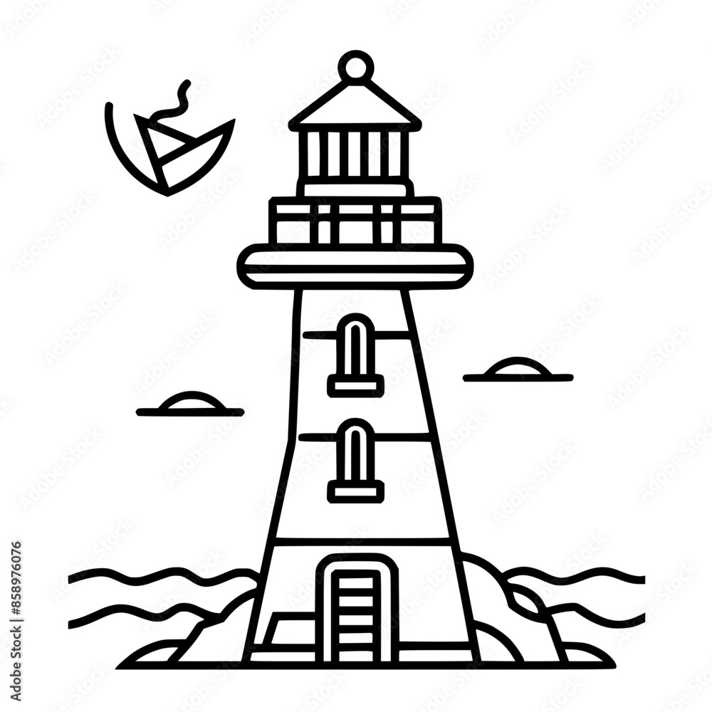 Vector de Stock Lighthouse icon, Lighthouse outline, Lighthouse vector ...