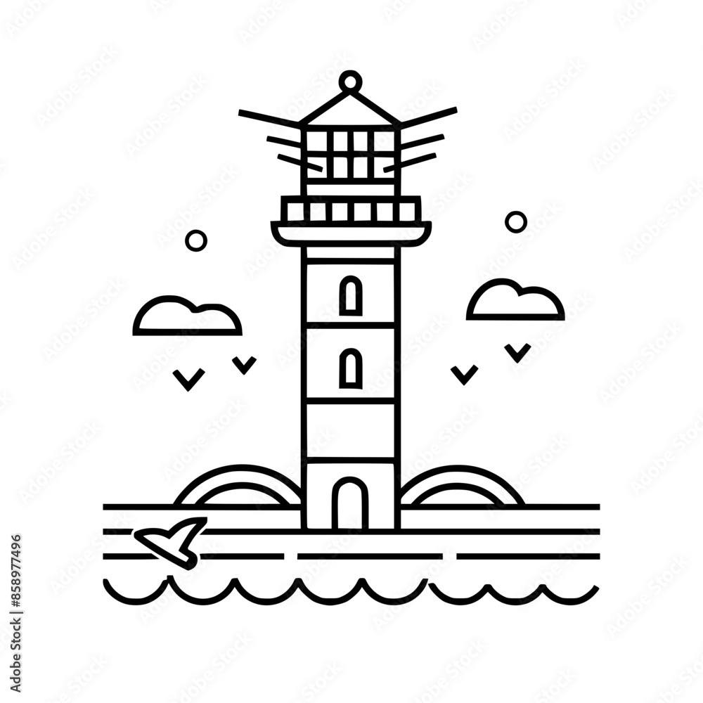 Vector de Stock Lighthouse icon, Lighthouse outline, Lighthouse vector ...