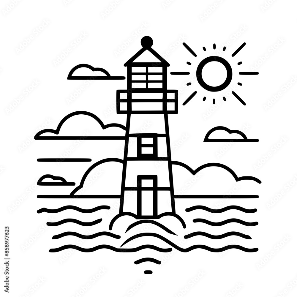 Lighthouse icon, Lighthouse outline, Lighthouse vector, ocean svg ...
