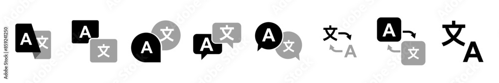 Language translation vector icons. Language translation icon collection ...