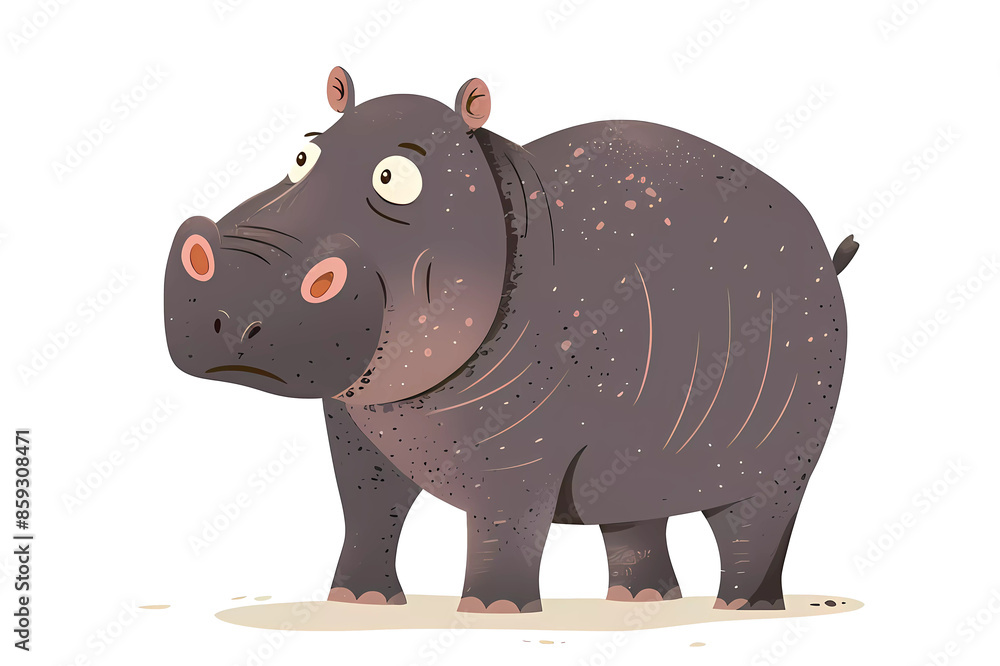 Cute hippopotamus,safari animals.Wild animals of Africa.Simple cartoon ...