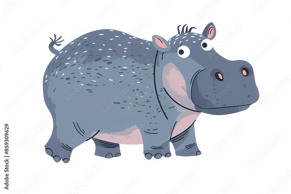 Cute hippopotamus,safari animals.Wild animals of Africa.Simple cartoon ...