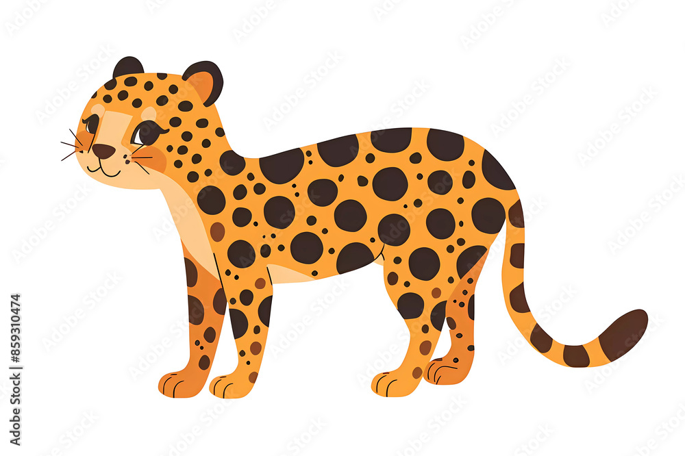 Cute cheetah,safari animals.Wild animals of Africa.Simple cartoon flat ...