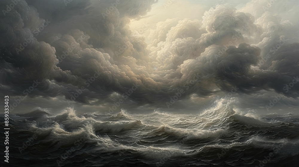 Paintings of biblical storms, with dramatic skies and turbulent seas ...