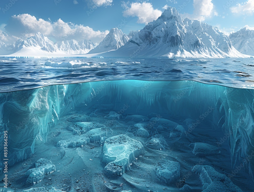 Brinicle forming under sea ice, marine life on ocean floor. Stock Photo ...