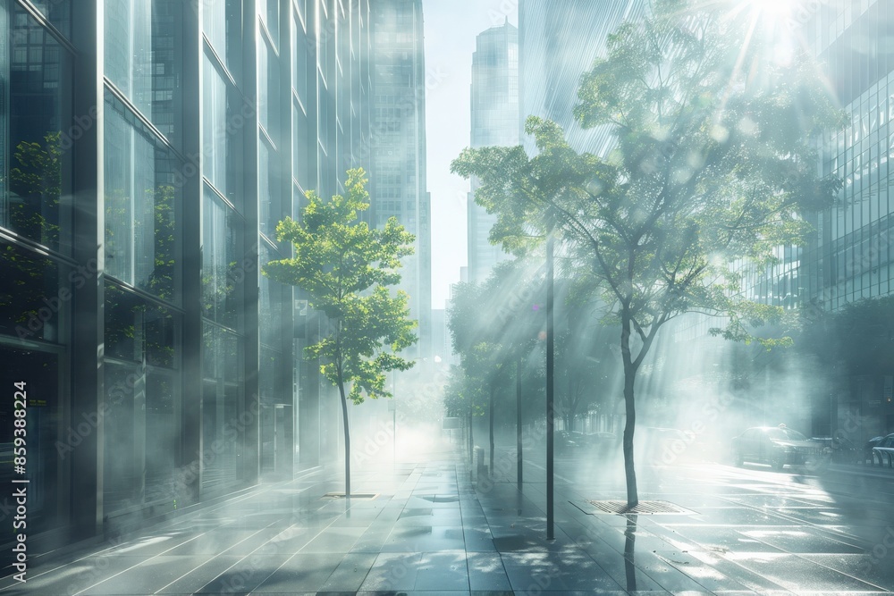 Realistic depiction of AI monitoring air quality and controlling ...