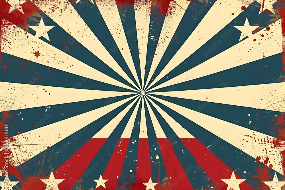 Vintage patriotic background with red, white, and blue starburst ...
