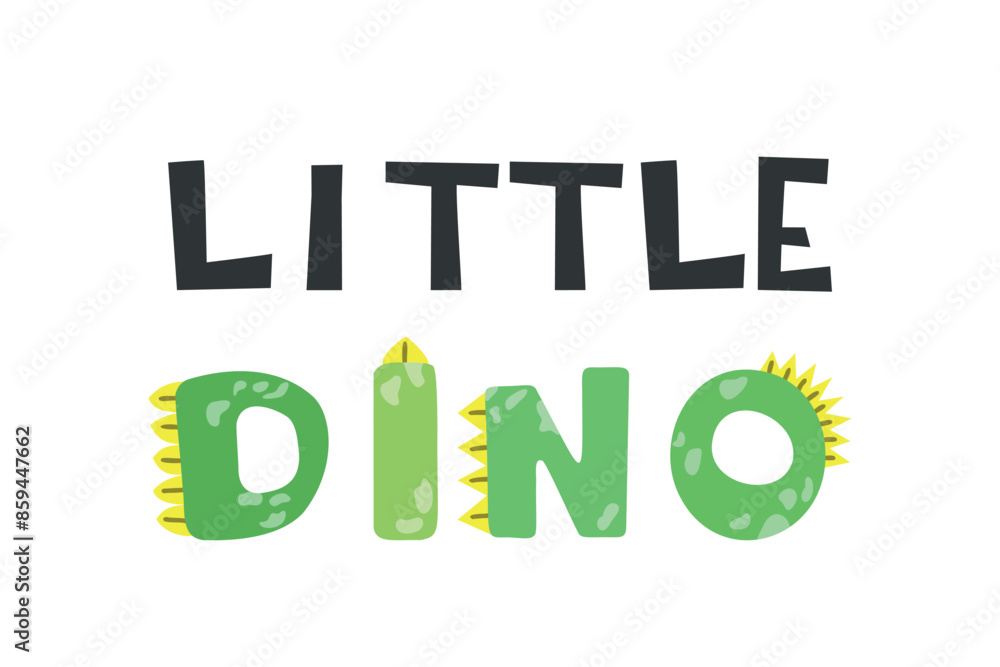 Little Dino lettering. Vector illustration in cartoon style. Childish ...