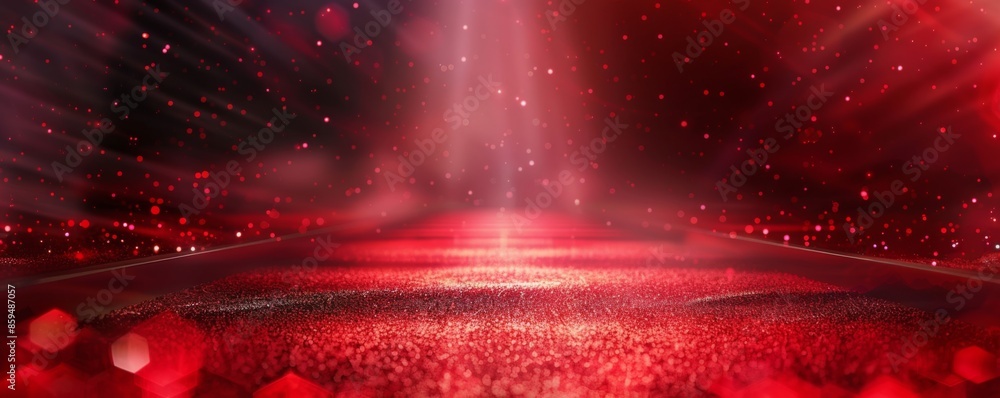 Elegant red carpet for award luxury public event, panorama banner ...