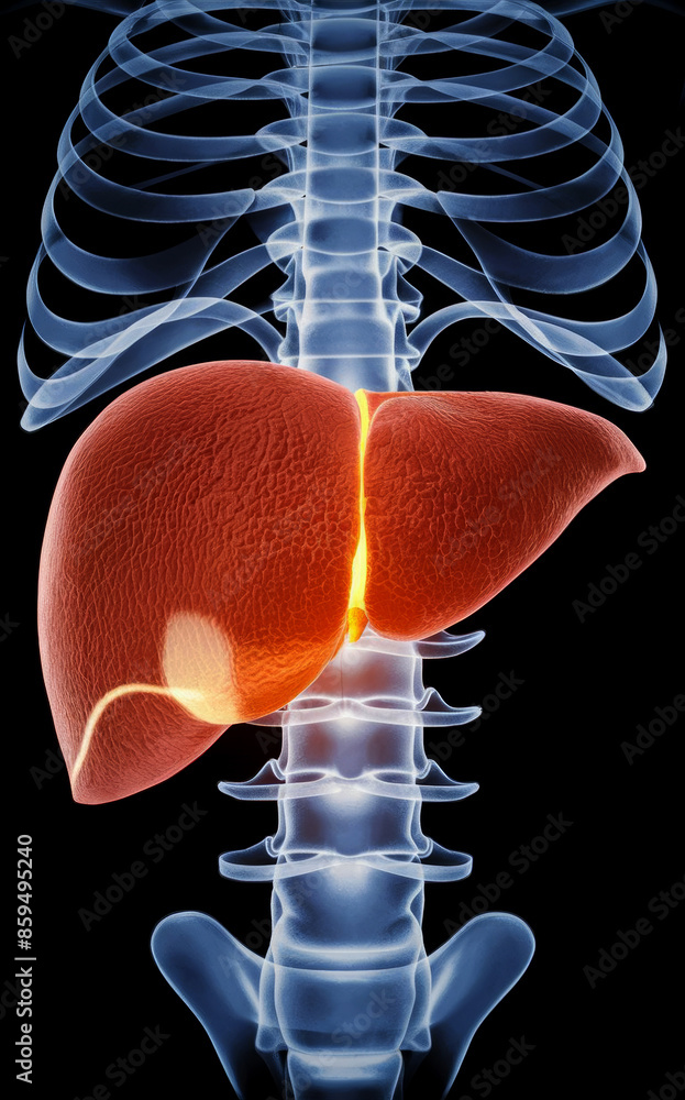 Medical X-Ray Scan of Human Liver Showing Detailed Anatomy Stock ...