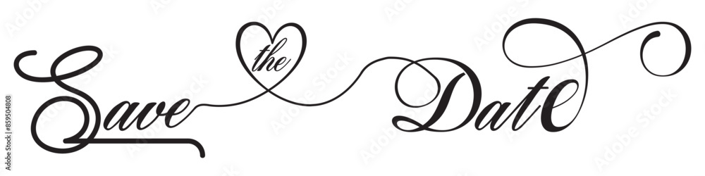 Save the date. Wavy elegant calligraphy spelling for decoration of the wedding invitation ...