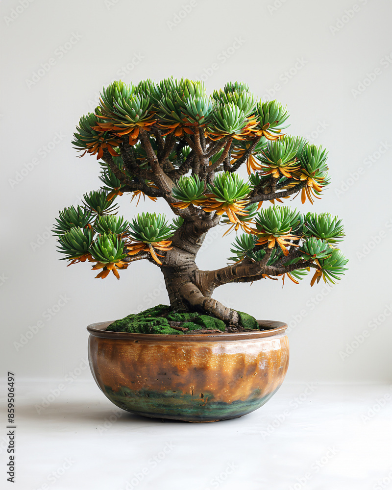 Ancient monkey puzzle tree with spiky, scale-like leaves in a large ...