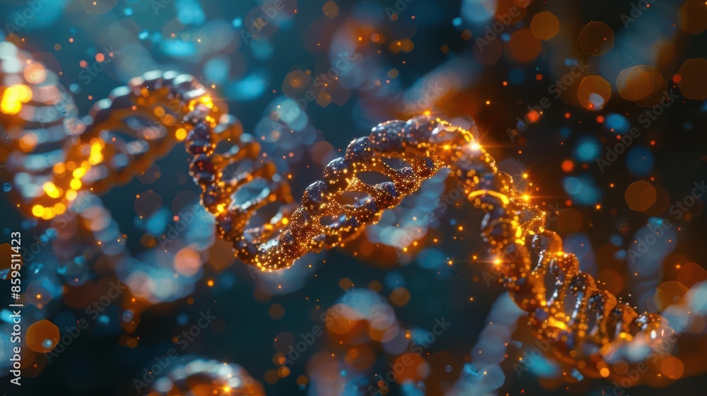 DNA replication process during cell division, front view, highlighting ...