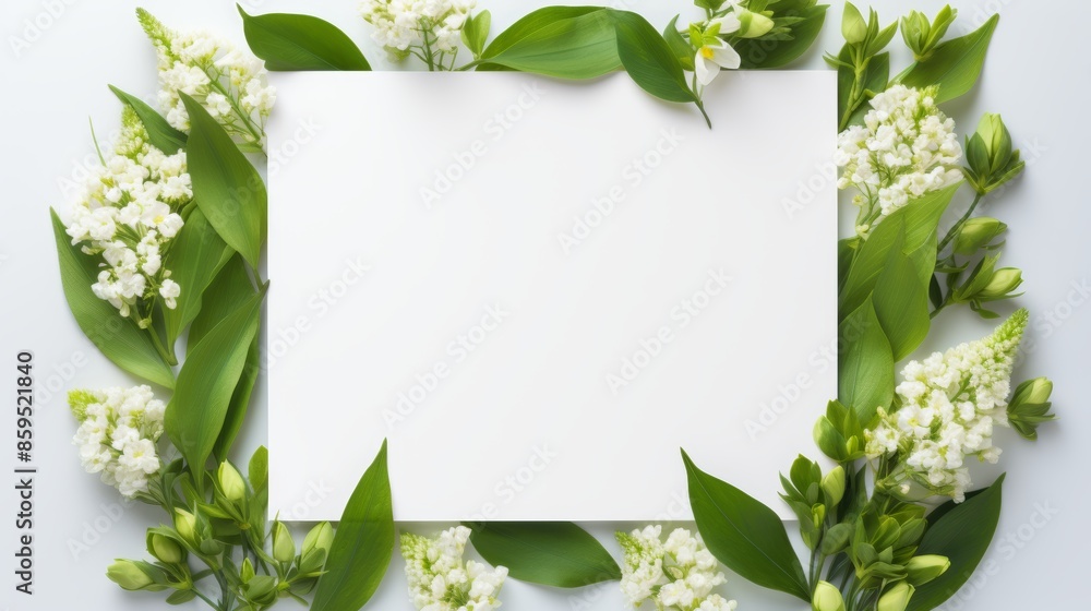 Floral wedding invitation card mockup with blank space for bride and ...