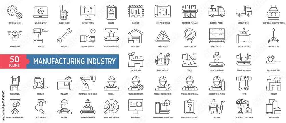 Manufacturing Industry Icon Collection Set. Easy To Use, Easy To Edit ...