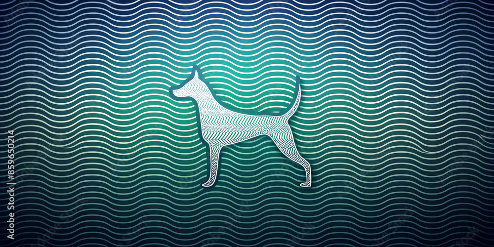 The stylized dog shape stands out from the background with a pattern of ...