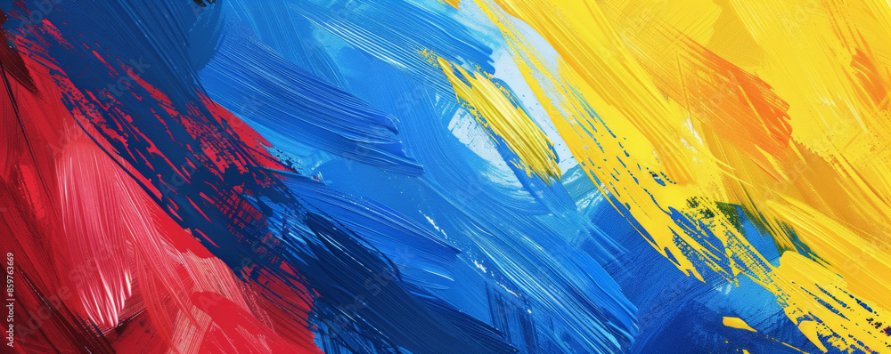 Bold Primary Colors: Bright and bold brush strokes in primary colors of ...