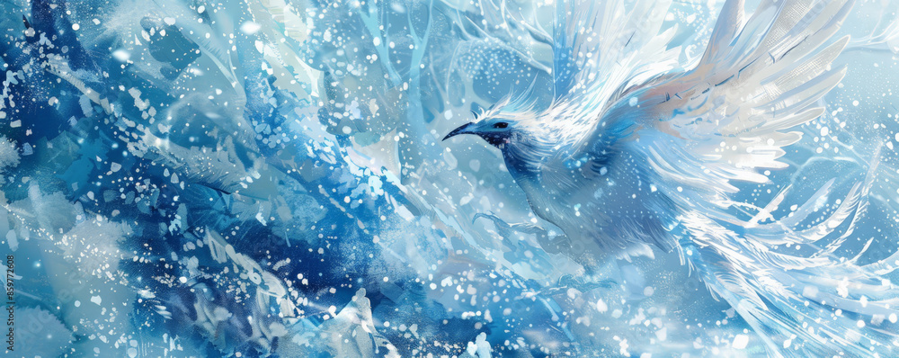 Phoenix bird background featuring an icy realm, with the bird depicted ...