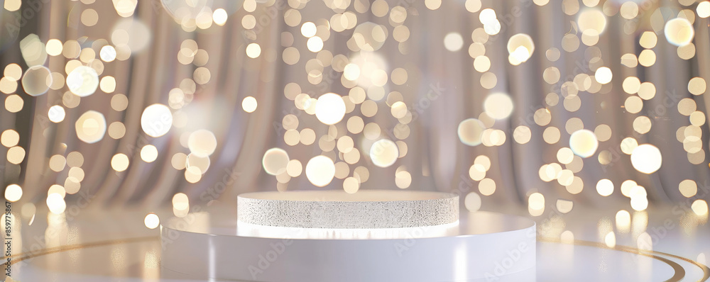 Winner award podium background with a high-gloss white podium, accented ...